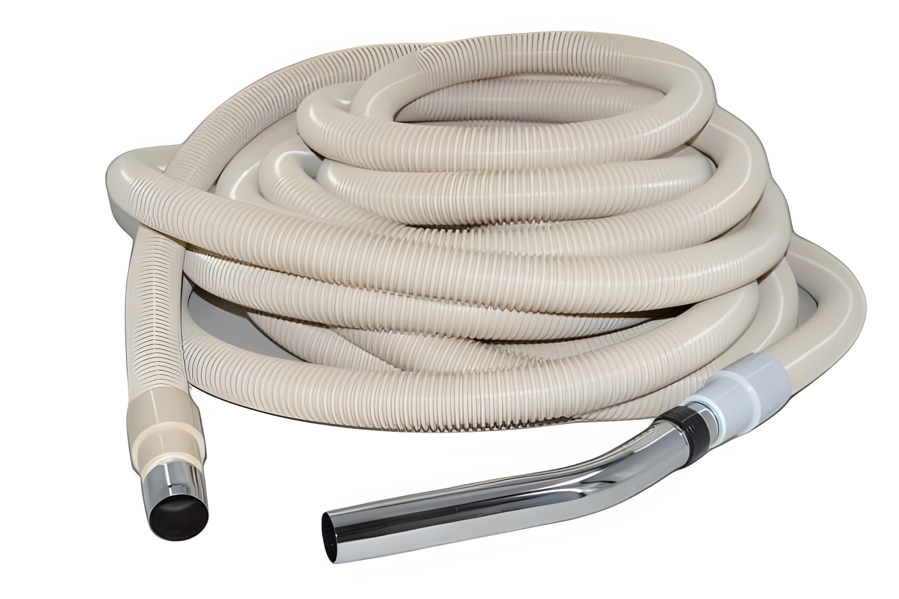 Fit All Central Vac Hose Assembly 50ft Metal End C.P. White #06-1101-9
